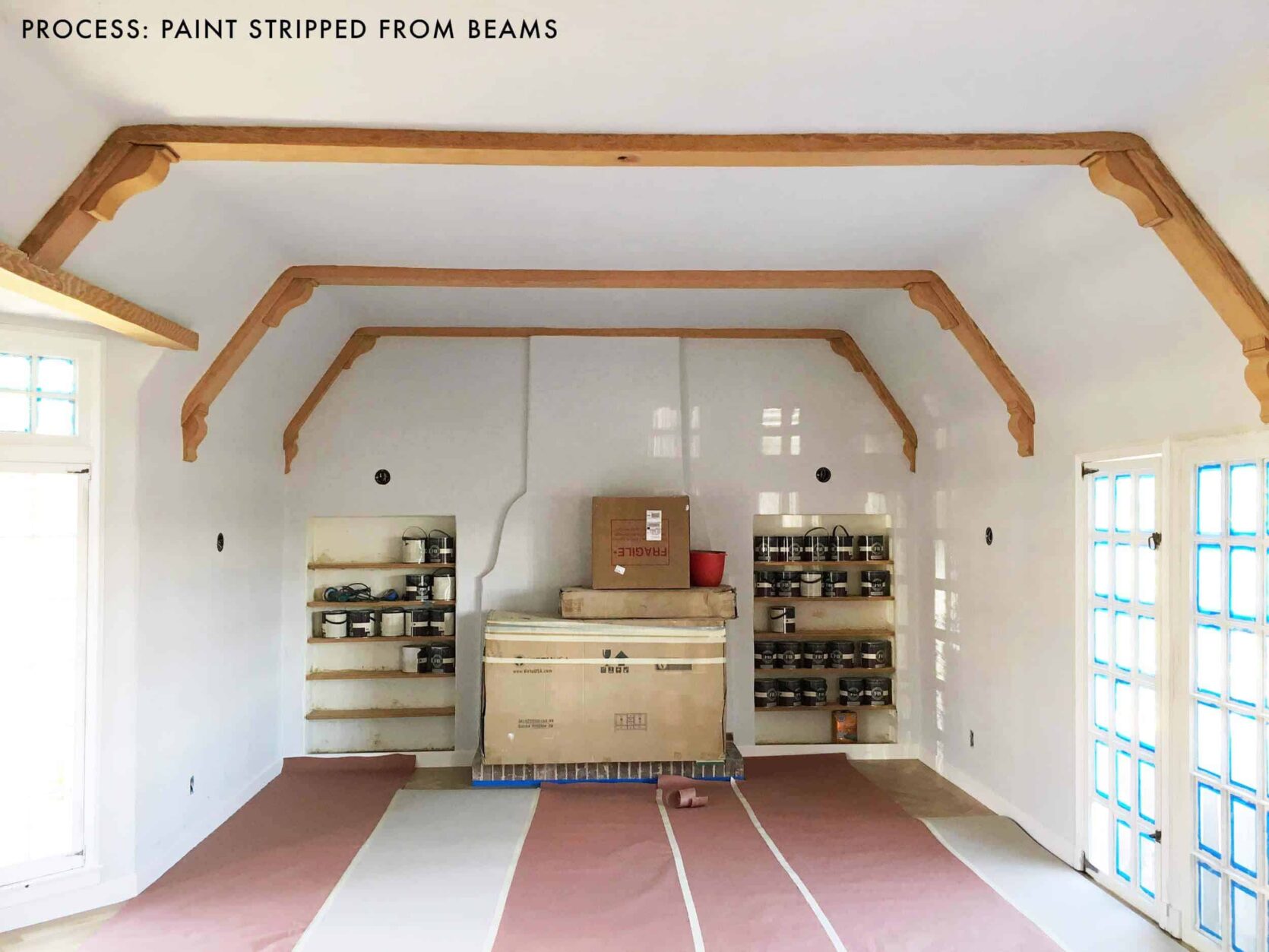 How We Refinished our Wood Beams - Emily Henderson
