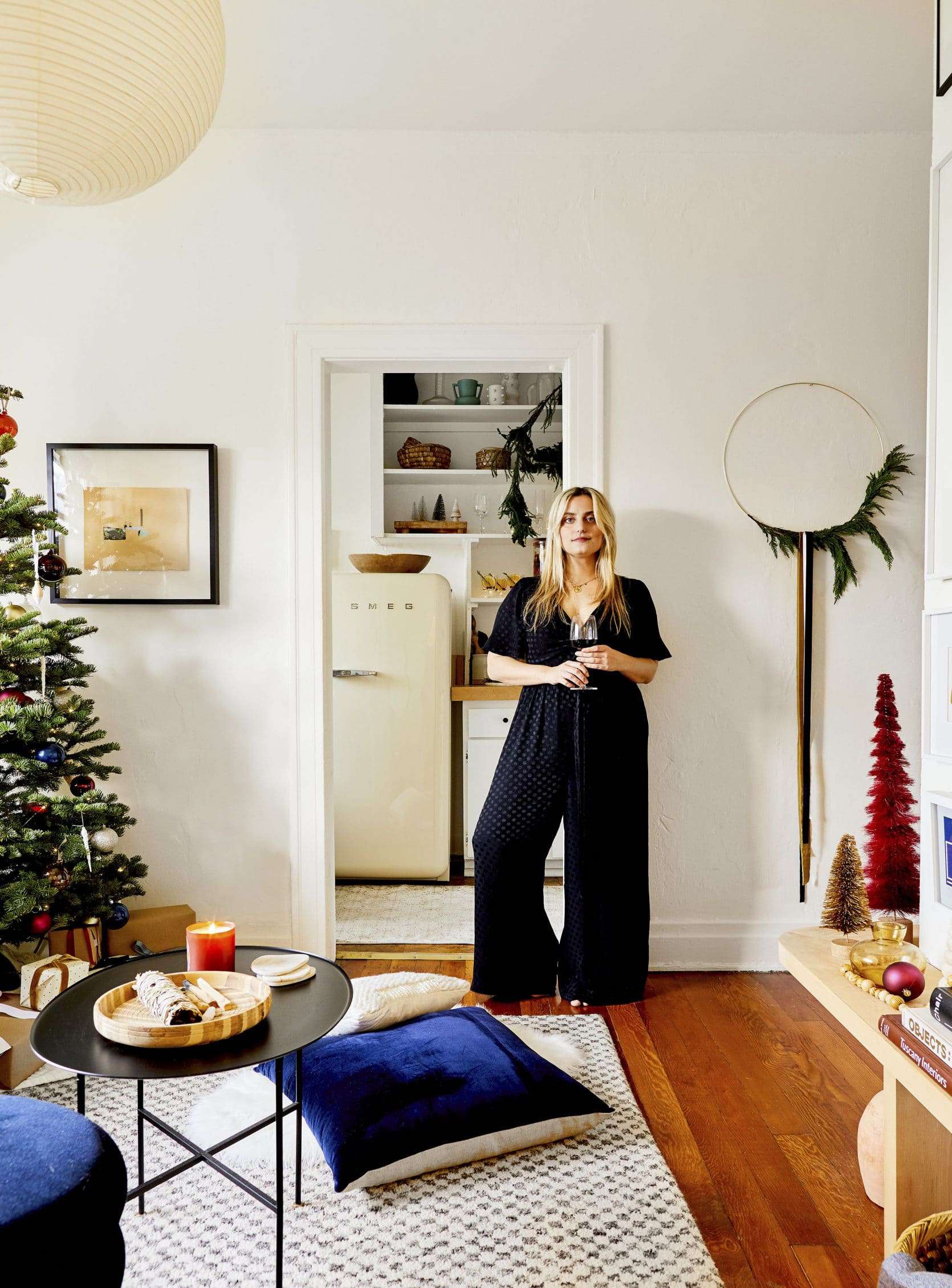 Jess' Bold Berry-Infused, Cozy Modern Holiday Apartment - Emily Henderson