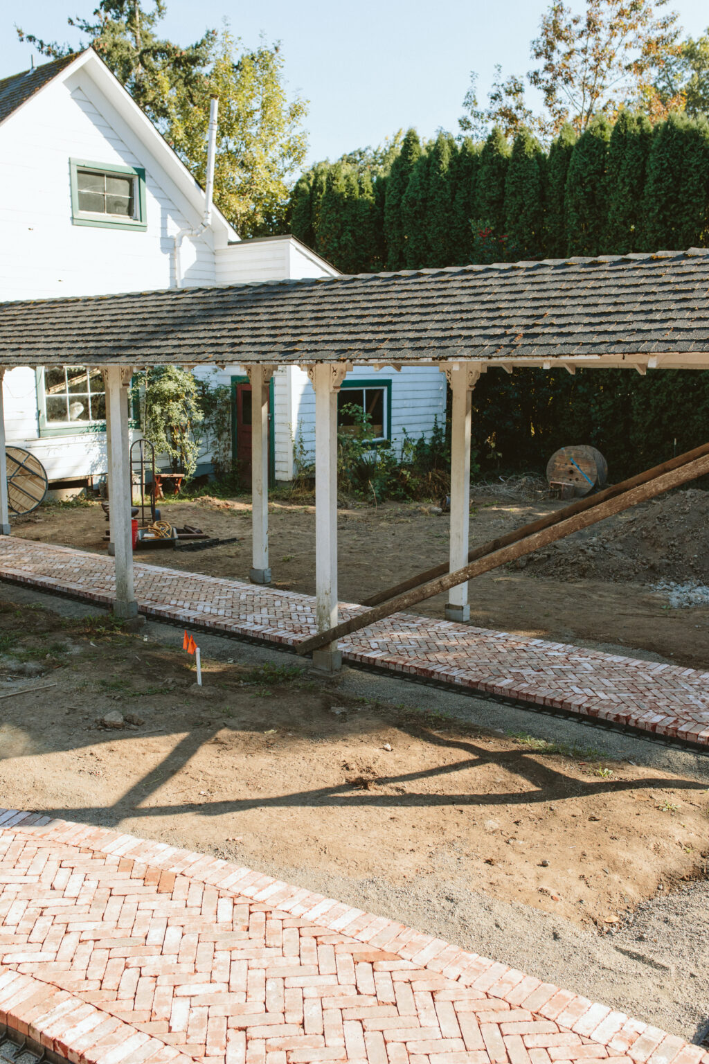 Exterior Update: Our Herringbone Brick Patio Is *Almost* Installed ...