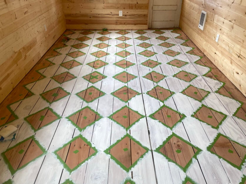 How We Stained Our Floor A Checkered Pattern - Emily Henderson